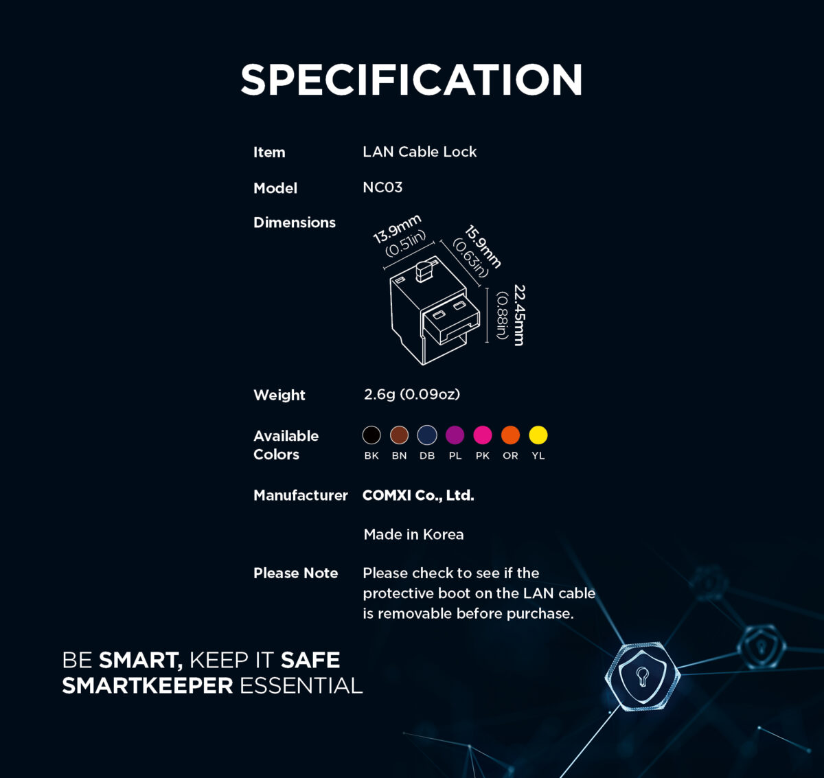 Smart Keeper LAN Cable Locks with Key | SmartKeeper