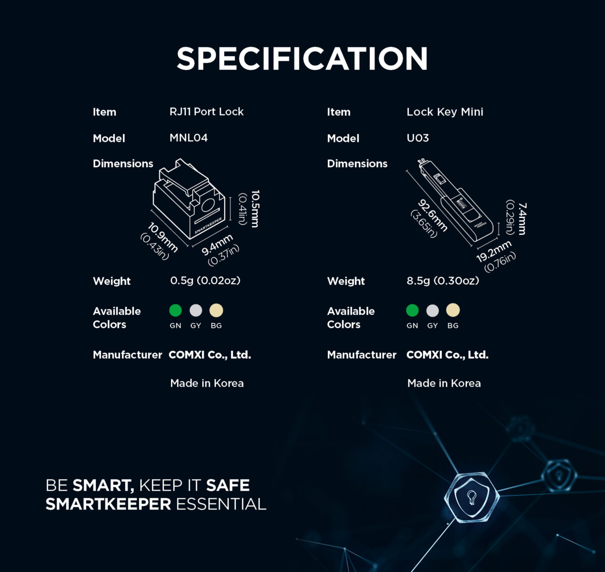Smart Keeper RJ11 Port Locks with Key | SmartKeeper